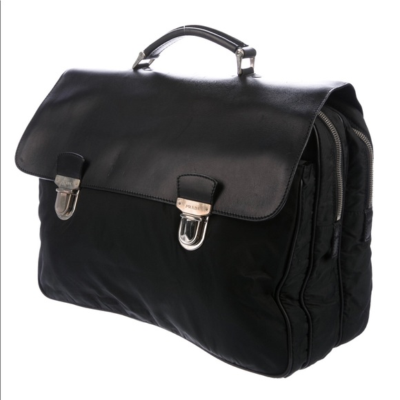 Prada | Bags | Authentic Prada Briefcase With Nylon And Leather | Poshmark